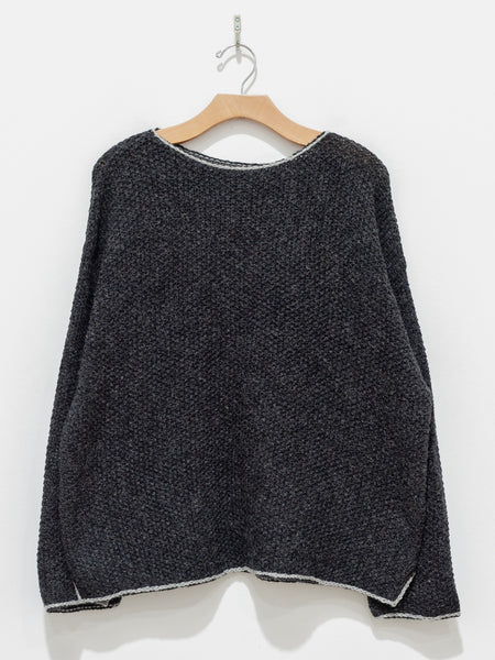 Namu Shop - ICHI Wool Contrast Hem Pullover Knit - Charcoal