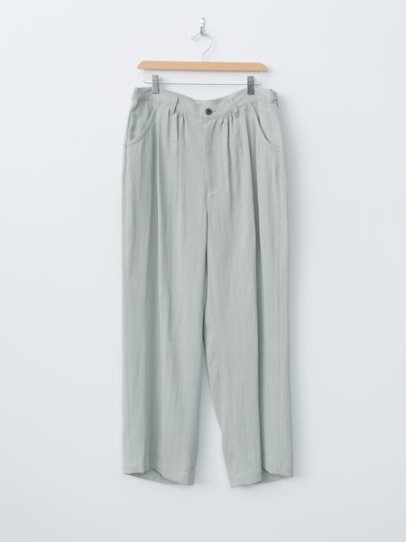 Namu Shop - Yoke Linen Acetate Front Gather Wide Trousers - Mist Green