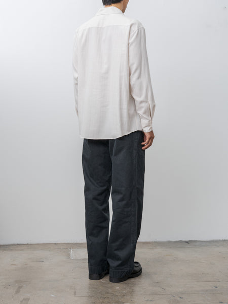 Namu Shop - Auralee Cotton Cashmere Herringbone Shirt - Ivory White