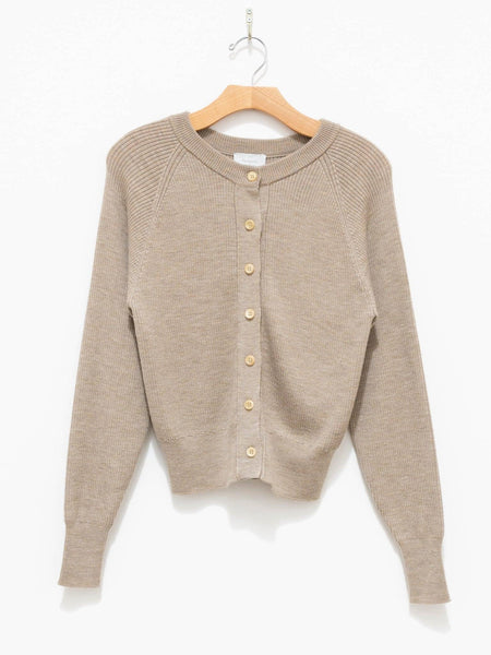 Namu Shop - Phlannel Worsted Wool Knit Short Cardigan Pullover - Beige