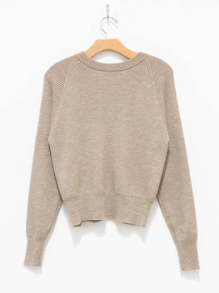 Namu Shop - Phlannel Worsted Wool Knit Short Cardigan Pullover - Beige